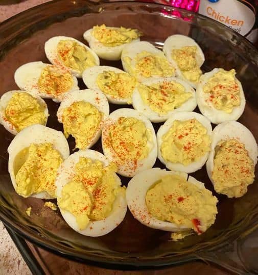 My first attempt at deviled eggs. - Us